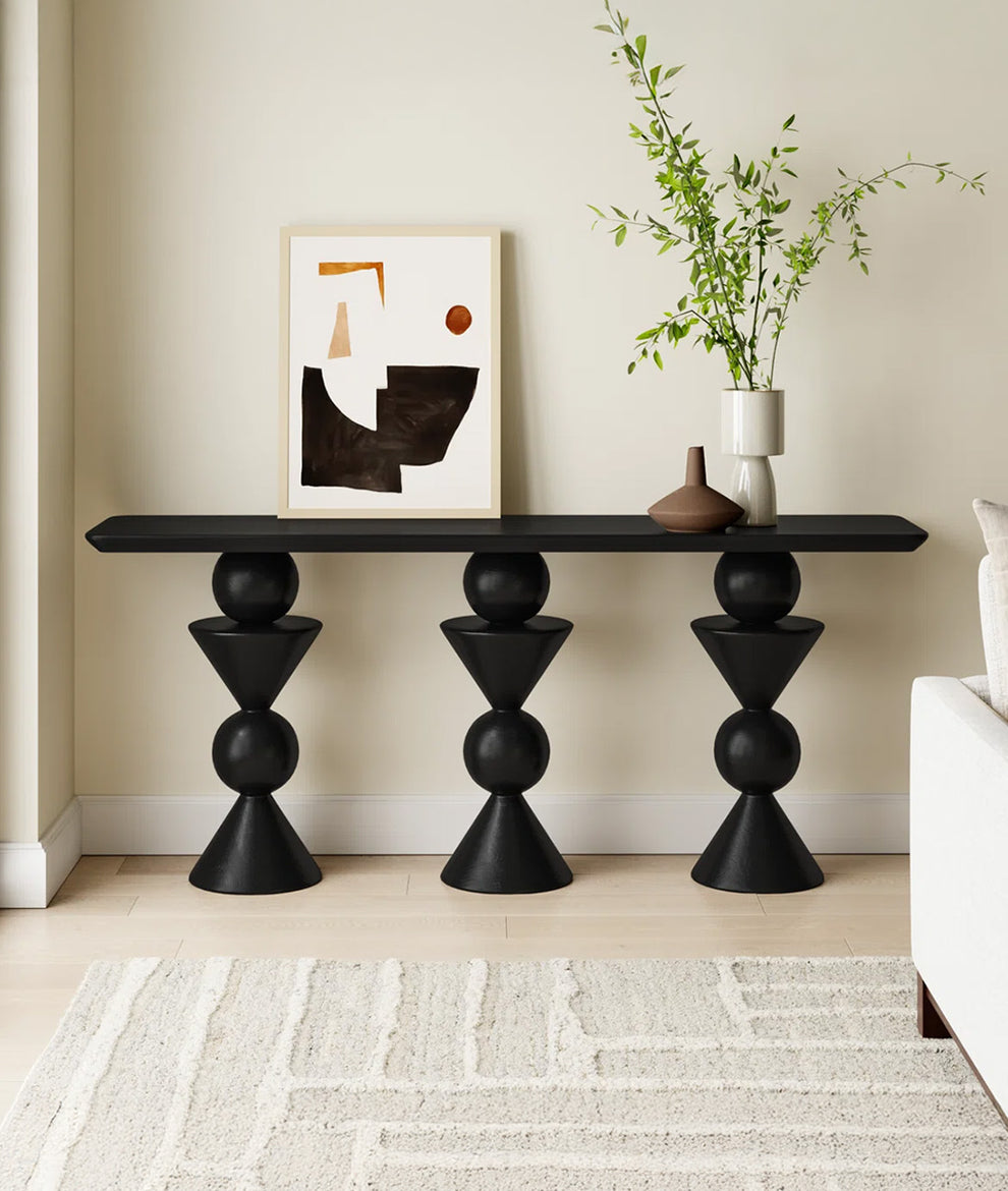 Poppy Console Table - Solid Wood Geometric Console Table India ...