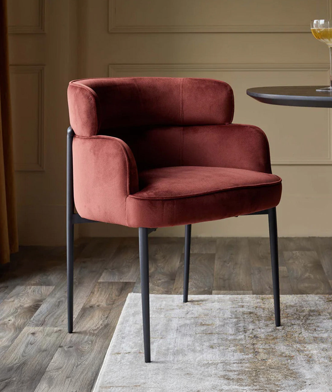 Valentine Dining Chair - Solid Wood Iron Frame Upholstered Chair India ...
