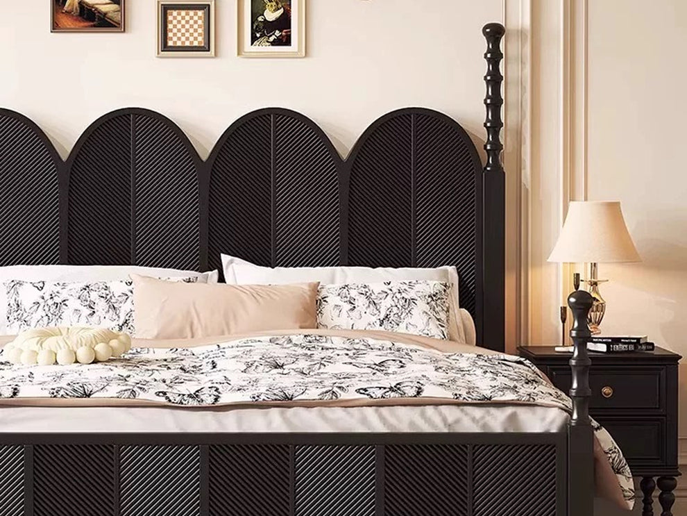 Hercules Bed - Matte Black Solid Wood Bed India – Lakkadhaara