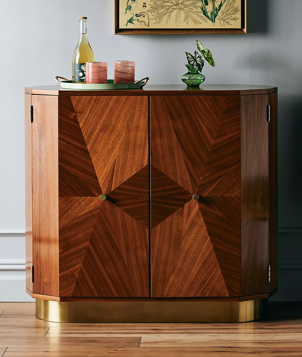 Meridian Bar Cabinet - Solid Wood Brass Bar Cabinet India – Lakkadhaara