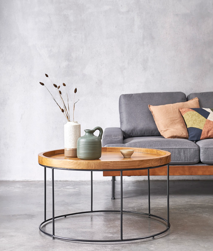 Namibia Solid Wood Round Coffee Table | Lakkadhaara