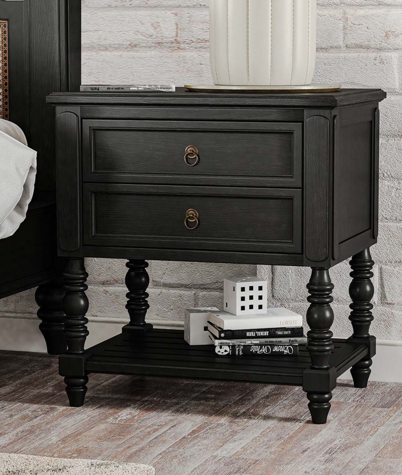 Olympus Bedside Table - Mango Wood Matt Black Bedside Table India ...