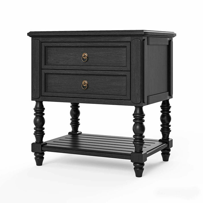 Olympus Bedside Table - Mango Wood Matt Black Bedside Table India ...