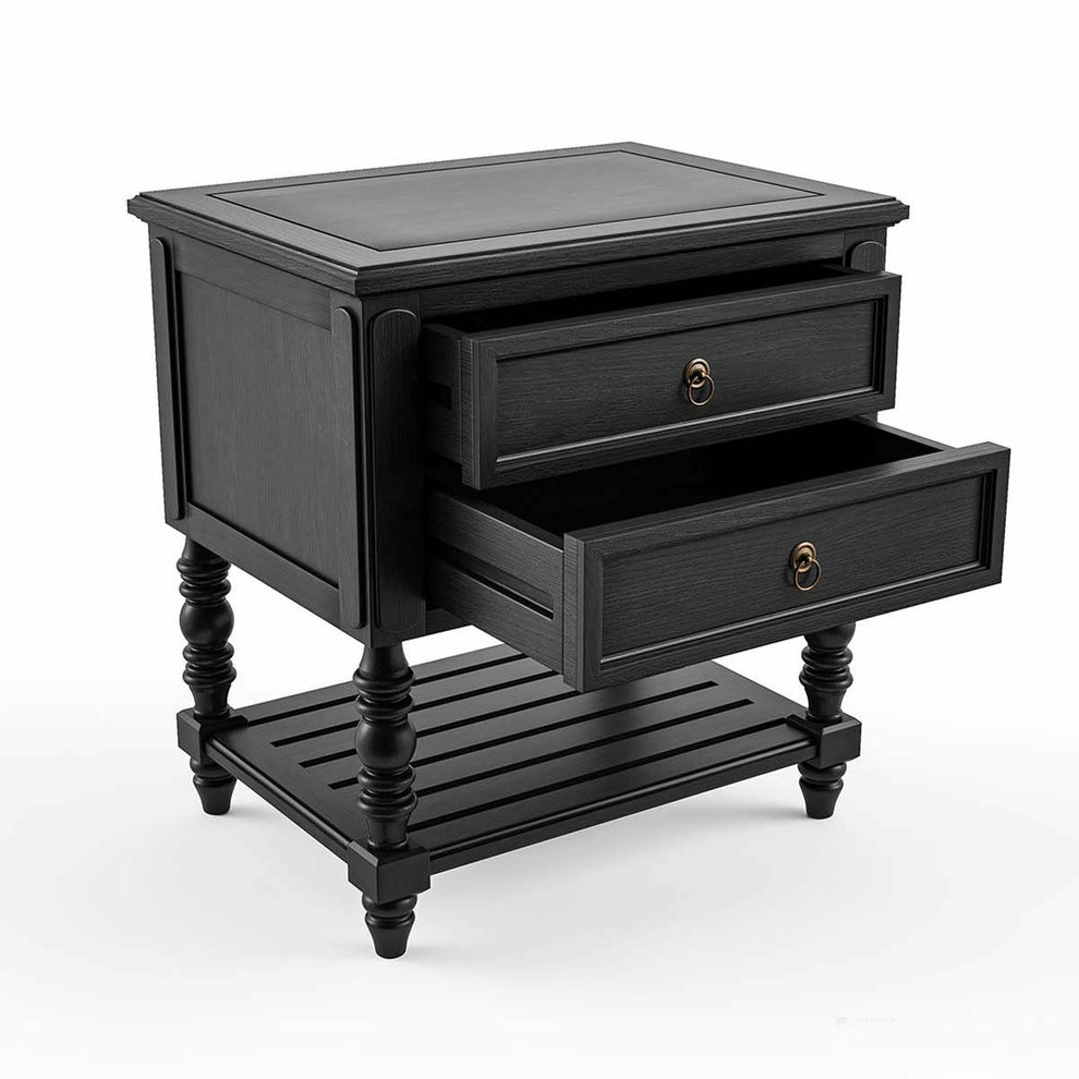 Olympus Bedside Table - Mango Wood Matt Black Bedside Table India ...