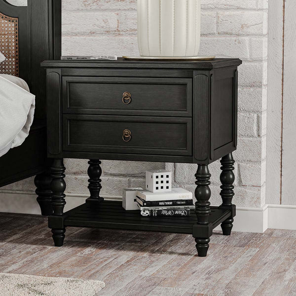 Olympus Bedside Table - Mango Wood Matt Black Bedside Table India ...