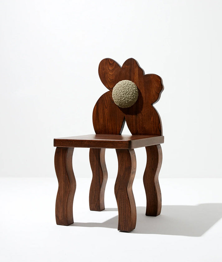 Sunflower Chair - Oak Wood Flower-Shaped Accent Chair India – Lakkadhaara