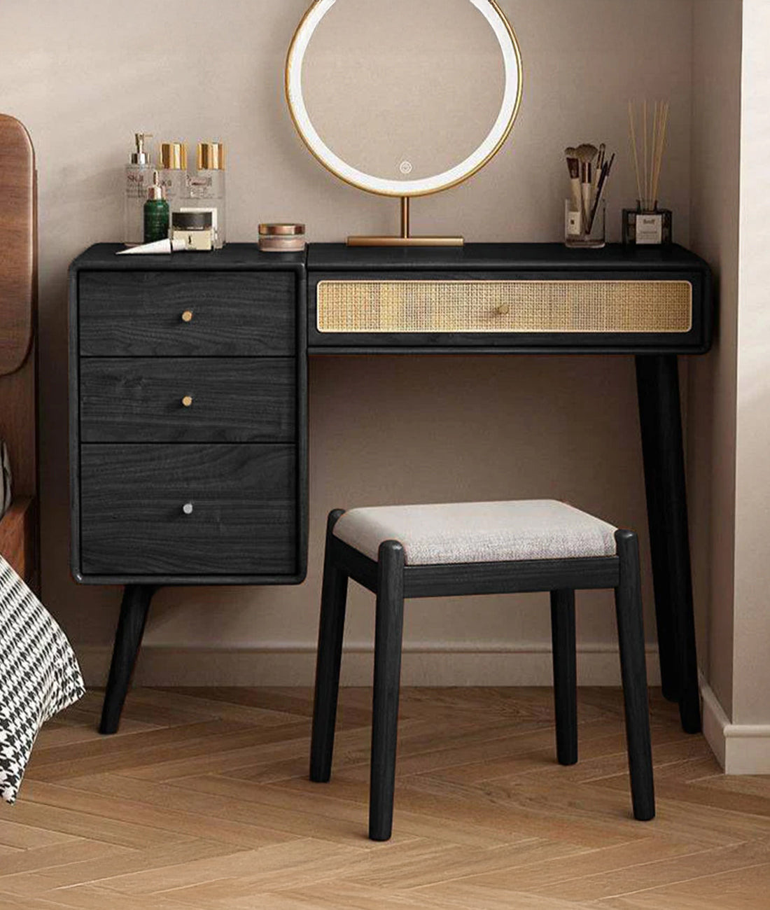 Tina Writing Desk - Mango Wood Hand-Woven Rattan Writing Desk India ...