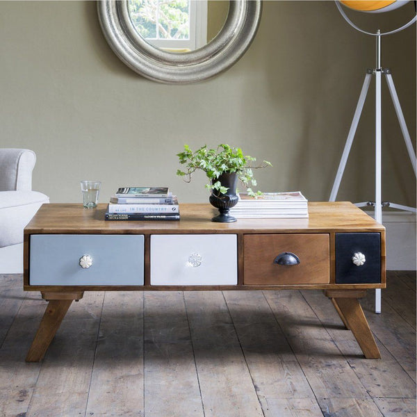 Buy Albany Solid Wood Coffee Table with Four Drawers – Lakkadhaara