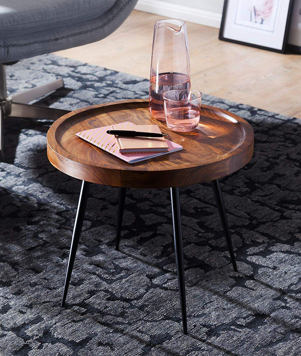 Iris Side Table - Solid Wood Iron Sculptural Side Table India – Lakkadhaara