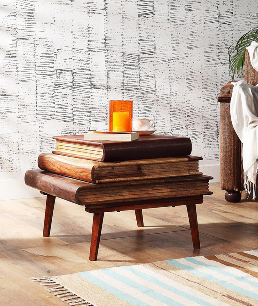 Book Coffee Table - Book-Shaped Solid Wood Table India – Lakkadhaara