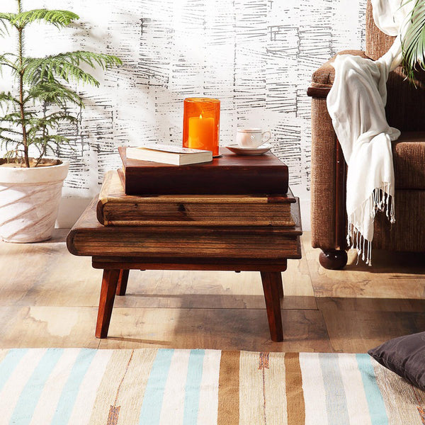 Book Coffee Table - Book-Shaped Solid Wood Table India – Lakkadhaara