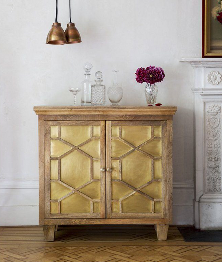 Home Decor 2 Door Side Board - Mango Wood Brass Sideboard India ...