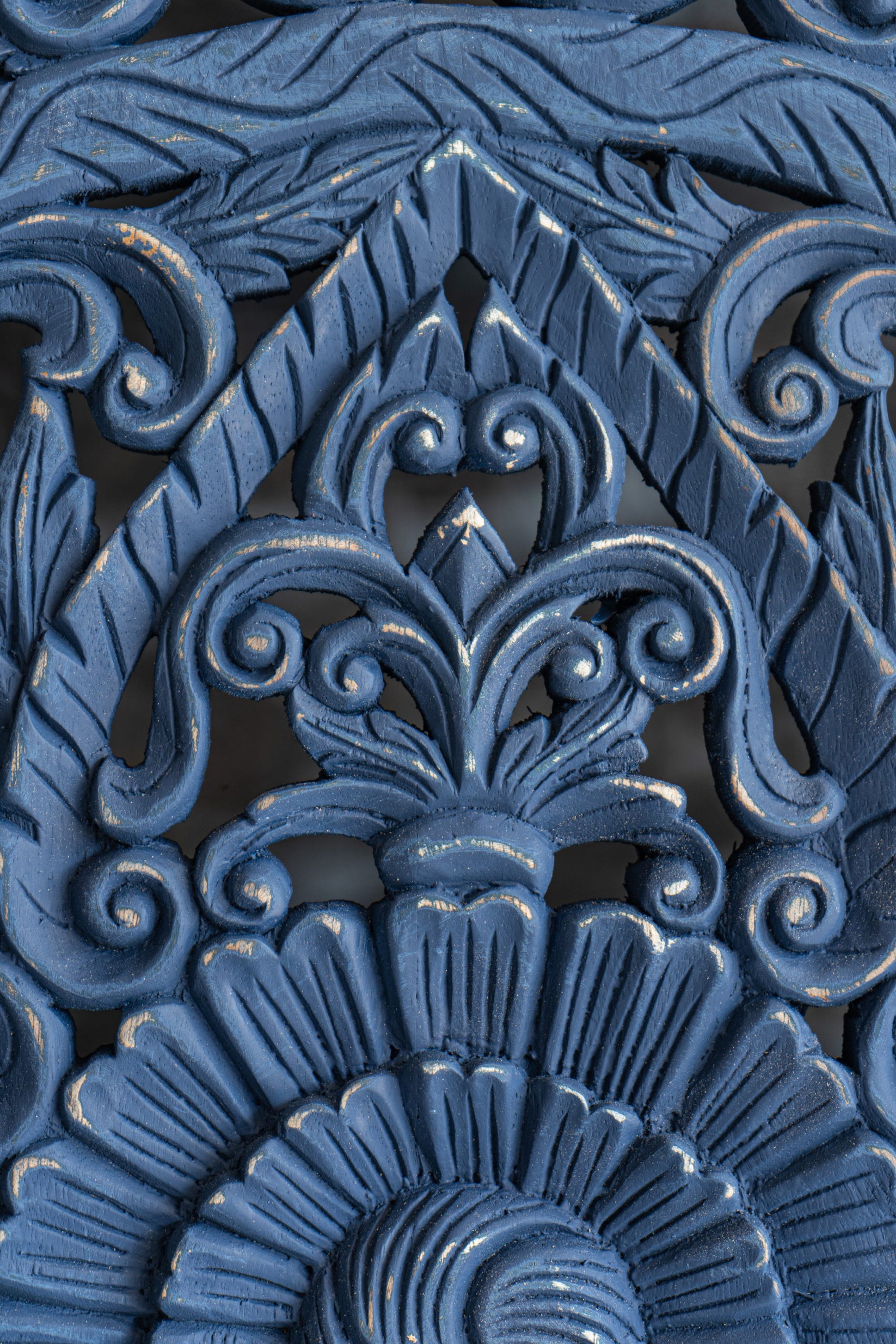 Indigo Dye Headboard - Carved Mango Wood Wall Panel India – Lakkadhaara