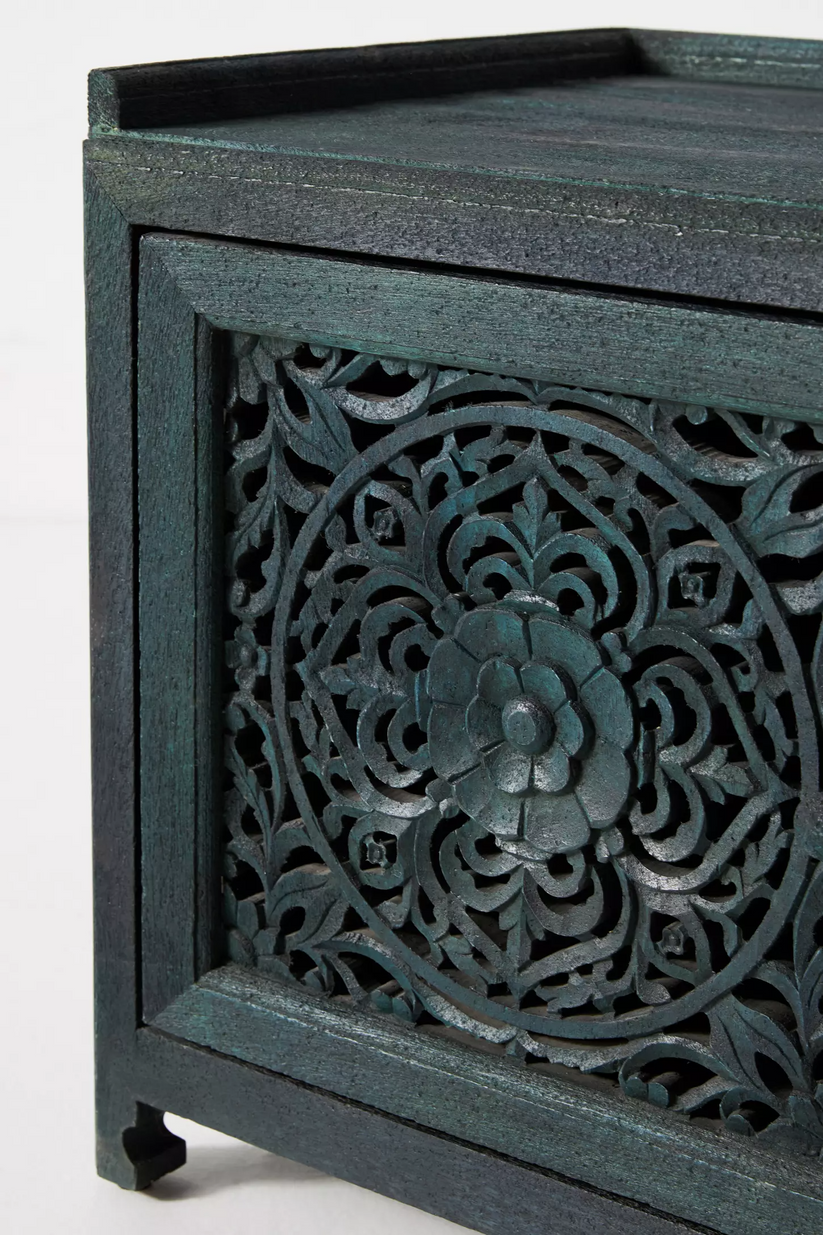 Saket Storage Bench - Mango Wood Hand Carved Storage Bench India ...